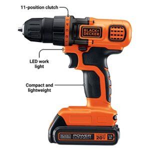 BLACK+DECKER 20V MAX* POWERCONNECT Cordless Drill/Driver + 44 pc. Home Project Kit (LDX50PK)