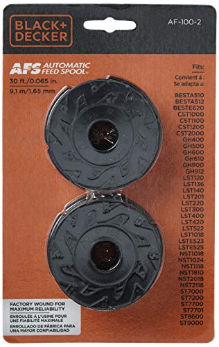 BLACK+DECKER Trimmer Line Replacement Spool, Autofeed 30 ft, 0.065-Inch, 2-Pack (AF-100-2)