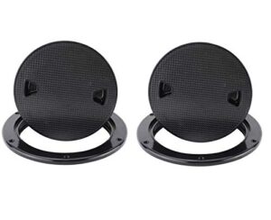 yaemarine 2-pack 4″, 6″, 7″ boat deck cover marine inspection hatch deck plate access & lid round non-slip rv black (6″)