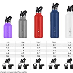 IRON °FLASK Sports Water Bottle - 24 Oz, 3 Lids (Straw Lid), Leak Proof, Vacuum Insulated Stainless Steel, Hot Cold, Double Walled, Thermo Mug, Standard Metal Canteen