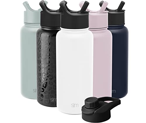 Simple Modern Water Bottle with Straw and Chug Lid Vacuum Insulated Stainless Steel Metal Thermos Bottles | Reusable Leak Proof BPA-Free Flask for Sports, Gym | Summit Collection | 32oz, Winter White