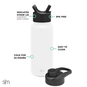 Simple Modern Water Bottle with Straw and Chug Lid Vacuum Insulated Stainless Steel Metal Thermos Bottles | Reusable Leak Proof BPA-Free Flask for Sports, Gym | Summit Collection | 32oz, Winter White