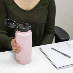 MIRA 32 oz Stainless Steel Water Bottle - Hydro Vacuum Insulated Metal Thermos Flask Keeps Cold for 24 Hours, Hot for 12 Hours - BPA-Free One Touch Spout Lid Cap - Rose Pink