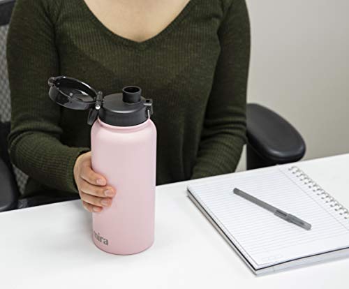 MIRA 32 oz Stainless Steel Water Bottle - Hydro Vacuum Insulated Metal Thermos Flask Keeps Cold for 24 Hours, Hot for 12 Hours - BPA-Free One Touch Spout Lid Cap - Rose Pink