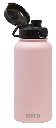 MIRA 32 oz Stainless Steel Water Bottle - Hydro Vacuum Insulated Metal Thermos Flask Keeps Cold for 24 Hours, Hot for 12 Hours - BPA-Free One Touch Spout Lid Cap - Rose Pink