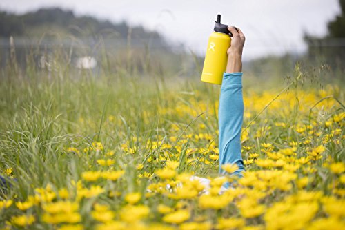 Hydro Flask Vacuum Insulated Stainless Steel Water Bottle Wide Mouth with Straw Lid (Black, 32-Ounce)