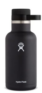 hydro flask insulated stainless steel wide mouth water bottle and beer growler, 64-ounce, black