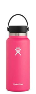 hydro flask water bottle – stainless steel & vacuum insulated – wide mouth 2.0 with leak proof flex cap – 32 oz, watermelon