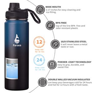 Farsea Insulated Water Bottle With Paracord Handle, Protective Silicone Boot and 2 Lids (Straw Lid & Spout Lid), Stainless Steel Water Bottle Wide Mouth, Double Wall Sweat-Proof BPA-Free, 24 oz