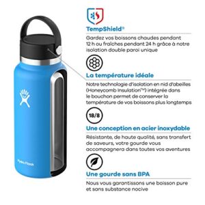 Hydro Flask Water Bottle - Stainless Steel & Vacuum Insulated - Wide Mouth 2.0 with Leak Proof Flex Cap - 32 oz, Hibiscus