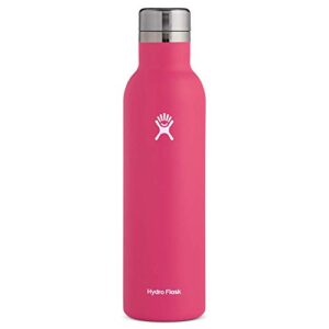 hydro flask 25 oz wine bottle – stainless steel & vacuum insulated – leak proof cap – watermelon