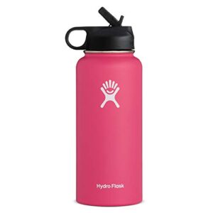 hydro flask wide mouth water bottle, straw lid, old style design – 32 oz, watermelon