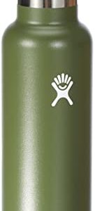 Hydro Flask 21 oz. Water Bottle - Stainless Steel, Reusable, Vacuum Insulated with Standard Mouth with Sport Cap, Olive