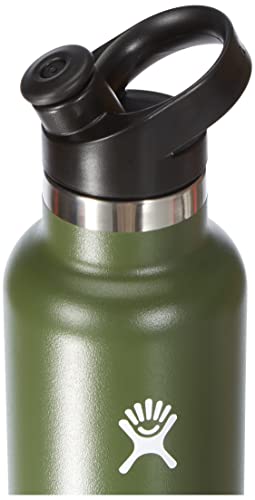 Hydro Flask 21 oz. Water Bottle - Stainless Steel, Reusable, Vacuum Insulated with Standard Mouth with Sport Cap, Olive