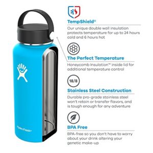 Hydro Flask Water Bottle - Stainless Steel & Vacuum Insulated - Wide Mouth with Leak Proof Flex Cap - Old Style Design - 18 oz, Olive