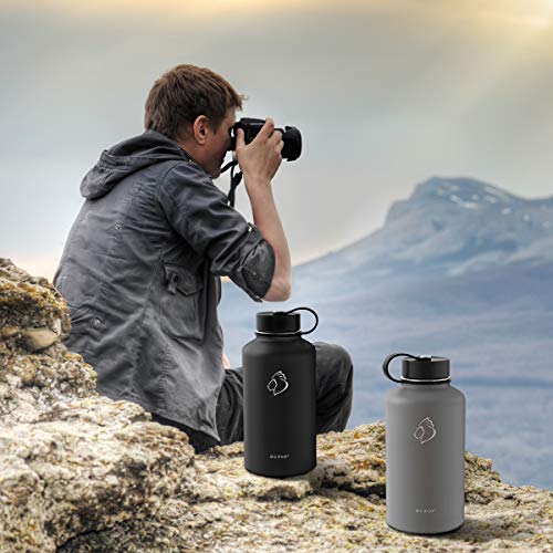 BUZIO Vacuum Insulated Stainless Steel Water Bottle 64oz (Cold for 48 Hrs/Hot for 24 Hrs) BPA Free Double Wall Travel Mug/Flask for Outdoor Sports Hiking, Cycling, Camping, Running