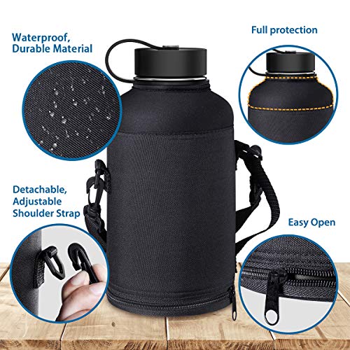 BUZIO Vacuum Insulated Stainless Steel Water Bottle 64oz (Cold for 48 Hrs/Hot for 24 Hrs) BPA Free Double Wall Travel Mug/Flask for Outdoor Sports Hiking, Cycling, Camping, Running