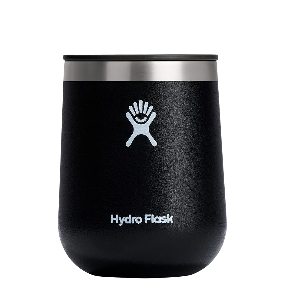 Hydro Flask 10 oz Ceramic Reusable Wine Cup with Lid Wine Tumbler Black - Vacuum Insulated, Dishwasher Safe, BPA-Free, Non-Toxic