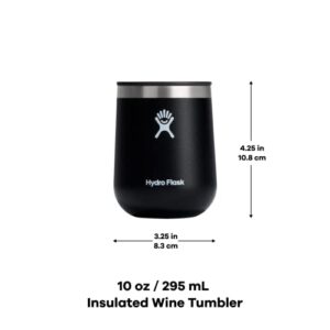 Hydro Flask 10 oz Ceramic Reusable Wine Cup with Lid Wine Tumbler Black - Vacuum Insulated, Dishwasher Safe, BPA-Free, Non-Toxic