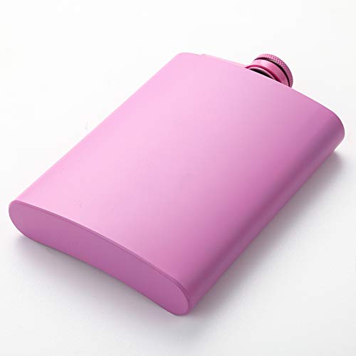 FYL Hip Flask for Liquor Matte Light Purple 8 Oz 18/8 Stainless Steel Leakproof with Funnel, Never-Lose Cap Flask