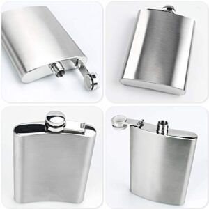 BEDEONE 8 Oz Flask for Liquor for Men, Leakproof Drinking Flask with Funnel, Stainless Steel Flask Hip Flask Set, Camping Pocket Flask, Laser Weleded Screw Cap, Ideal for Gift