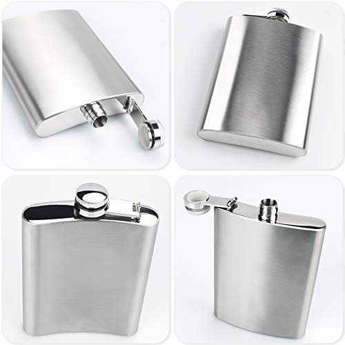 BEDEONE 8 Oz Flask for Liquor for Men, Leakproof Drinking Flask with Funnel, Stainless Steel Flask Hip Flask Set, Camping Pocket Flask, Laser Weleded Screw Cap, Ideal for Gift