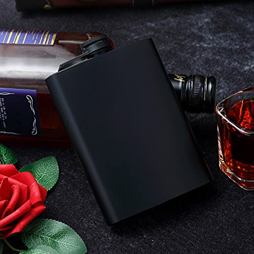 Hip Flasks for Liquor for Men Women 12 pcs 8Oz Matte Black Stainless Steel Flask with 12 pcs Funnels for Wedding Party Groomsman Bridesmaid Birthdays Gift