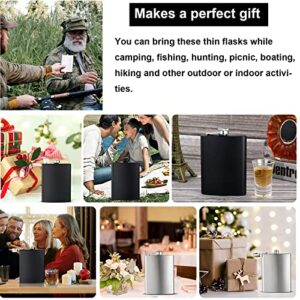 Hip Flasks for Liquor for Men Women 12 pcs 8Oz Matte Black Stainless Steel Flask with 12 pcs Funnels for Wedding Party Groomsman Bridesmaid Birthdays Gift