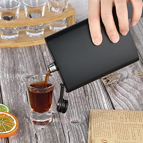 Hip Flasks for Liquor for Men Women 12 pcs 8Oz Matte Black Stainless Steel Flask with 12 pcs Funnels for Wedding Party Groomsman Bridesmaid Birthdays Gift