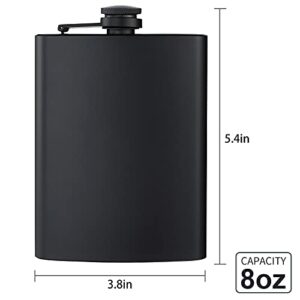 Hip Flasks for Liquor for Men Women 12 pcs 8Oz Matte Black Stainless Steel Flask with 12 pcs Funnels for Wedding Party Groomsman Bridesmaid Birthdays Gift