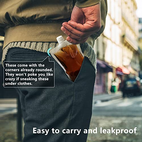 Keon Plastic Flasks - Concealable and Reusable Drink Bags, Leak-Proof, BPA-Free for Travel, Outdoor Sports, Concerts, Events (8OZ - 10PCS + 2 Funnels)