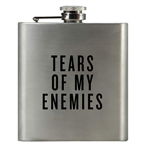 TEARS OF MY ENEMIES | Damn Fine Hip Flask | 6oz Stainless Steel | Funny Men's, Bachelor, Liquor Guy Gift for Whiskey Lovers | Unique Guy and Military Flasks