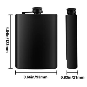 WoBiogHo 8oz Flask for Liquor for Men, 12pcs Metal Stainless Steel Flask with Funnel,Matte Leakproof Hip Flask for Whiskey (Matte Black Cap)