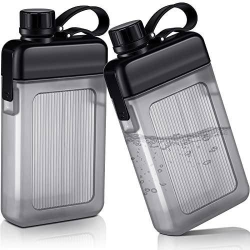 2 Pieces Plastic Flask for Liquor Flat Water Bottle Square Bottles Travel Flask Portable Travel Mug Pocket Flask for Liquor for Sports Camping Gym Fitness Outdoor