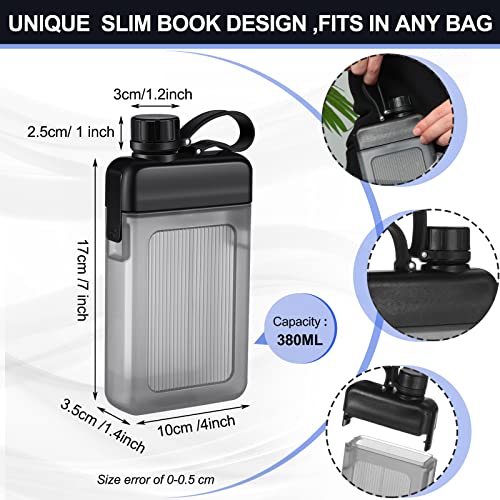 2 Pieces Plastic Flask for Liquor Flat Water Bottle Square Bottles Travel Flask Portable Travel Mug Pocket Flask for Liquor for Sports Camping Gym Fitness Outdoor