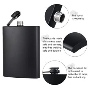 8 pcs Flask for Liquor for Men Matte Black 8 Oz Stainless Steel Leak proof with 8 pcs wine glass 8 pcs Funnel used for Gift,Camping, Outdoor Activitie,Groomsman Bridesmaid Wedding Party