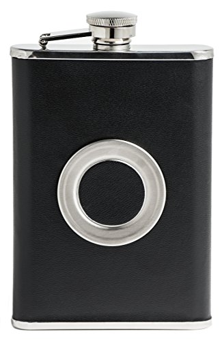 Shot Flask - Stainless Steel 8 oz Hip Flask, Built-in Collapsible 2 Oz. Shot Glass & Flask Funnel - BarMe Brand