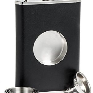 Shot Flask - Stainless Steel 8 oz Hip Flask, Built-in Collapsible 2 Oz. Shot Glass & Flask Funnel - BarMe Brand