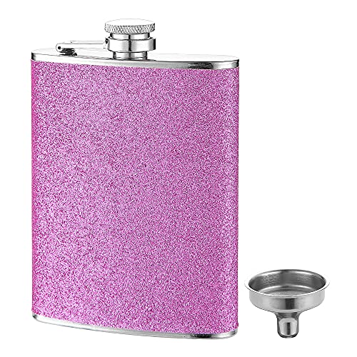 FYL 8 Oz Hip Flask for Liquor, 18/8 Stainless Steel Leak Proof With Colorful Glitter Hip Flask