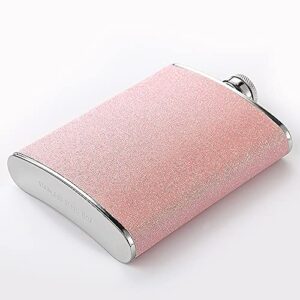 FYL 8 Oz Hip Flask for Liquor, 18/8 Stainless Steel Leak Proof With Colorful Glitter Hip Flask