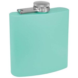 Clear Water Home Goods - 6 oz Powder Coated Stainless Steel Hip Flask - Wedding Party - Groomsman - Bridesmaid (Matte Teal, 1)