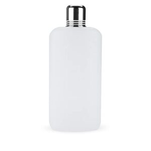 True Rogue Plastic Flask for Liquor - Hidden & Discreet 16oz White Plastic Flask with 1oz Aluminum Shot Glass Cap for Travel & Cruise Liquor Beverages - Set of 1