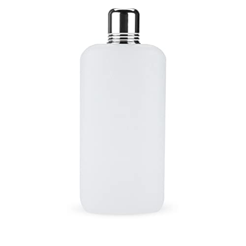 True Rogue Plastic Flask for Liquor - Hidden & Discreet 16oz White Plastic Flask with 1oz Aluminum Shot Glass Cap for Travel & Cruise Liquor Beverages - Set of 1