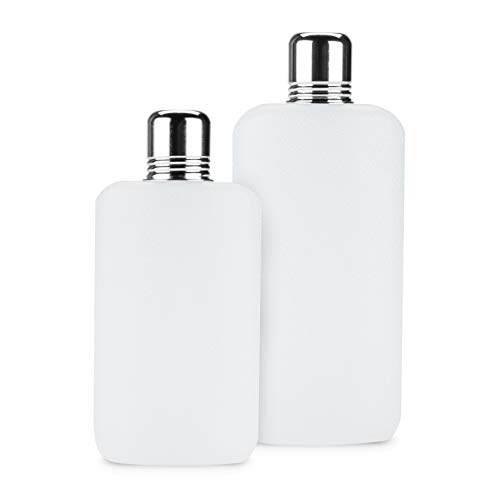 True Rogue Plastic Flask for Liquor - Hidden & Discreet 16oz White Plastic Flask with 1oz Aluminum Shot Glass Cap for Travel & Cruise Liquor Beverages - Set of 1