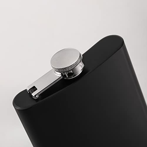 Hip Flask for Liquor 8 Oz Stainless Steel Leak proof with Funnel,Alcohol Drinking Flask for men(Black)