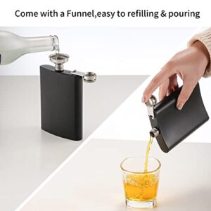 Hip Flask for Liquor 8 Oz Stainless Steel Leak proof with Funnel,Alcohol Drinking Flask for men(Black)