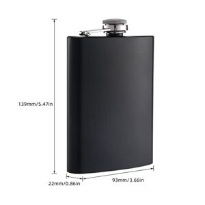 Hip Flask for Liquor 8 Oz Stainless Steel Leak proof with Funnel,Alcohol Drinking Flask for men(Black)