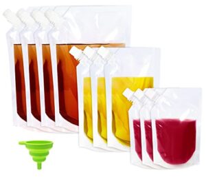 plastic flask, reusable drink pouches for adults, plastic flasks bags for women(4x32oz+3x16oz+3x8oz+1 funnel)