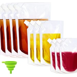 Plastic Flask, Reusable Drink Pouches for Adults, Plastic Flasks Bags for Women(4x32oz+3x16oz+3x8oz+1 funnel)