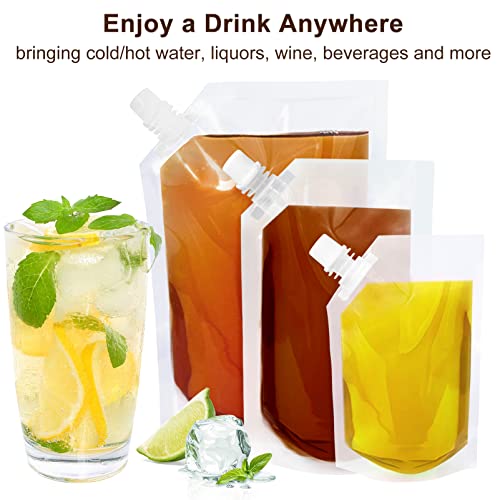 Plastic Flask, Reusable Drink Pouches for Adults, Plastic Flasks Bags for Women(4x32oz+3x16oz+3x8oz+1 funnel)